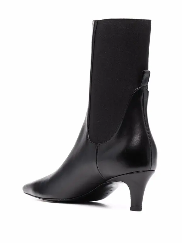 TOTEME Black Calf Leather Square Toe Ankle Boots - Multicolor