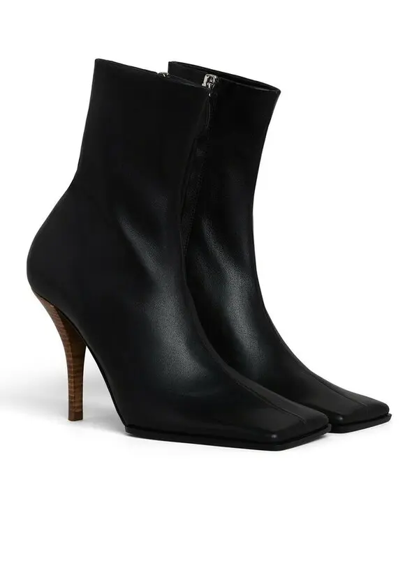 Alaïa Square Toe Sock Heel Leather Ankle Boots
