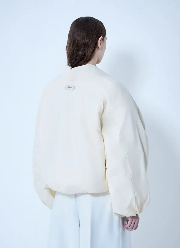 Jacquemus Oversized Quilted Bomber Jacket With Shawl Collar - White