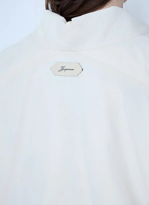 Jacquemus Oversized Quilted Bomber Jacket With Shawl Collar - White