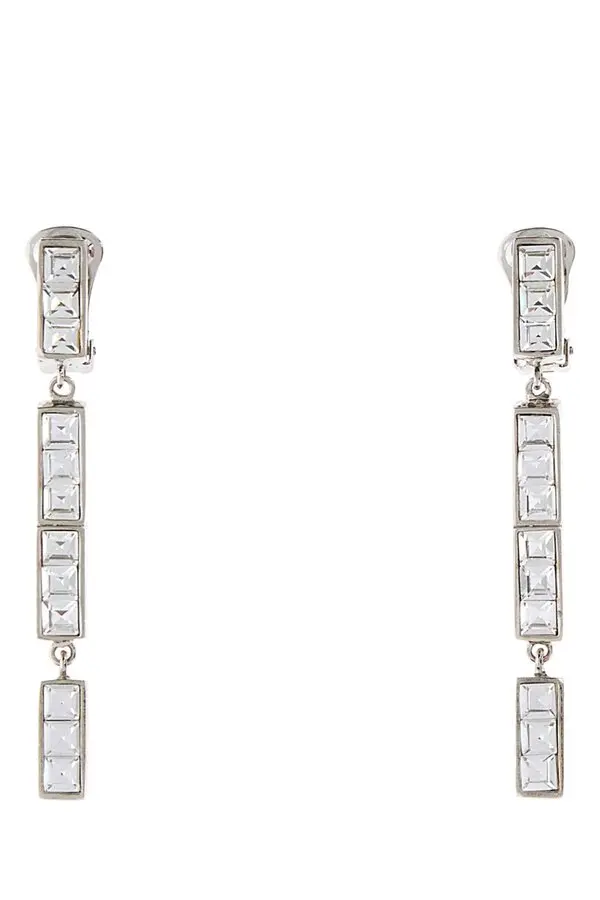 Alessandra Rich Embellished Drop Earrings - Silver