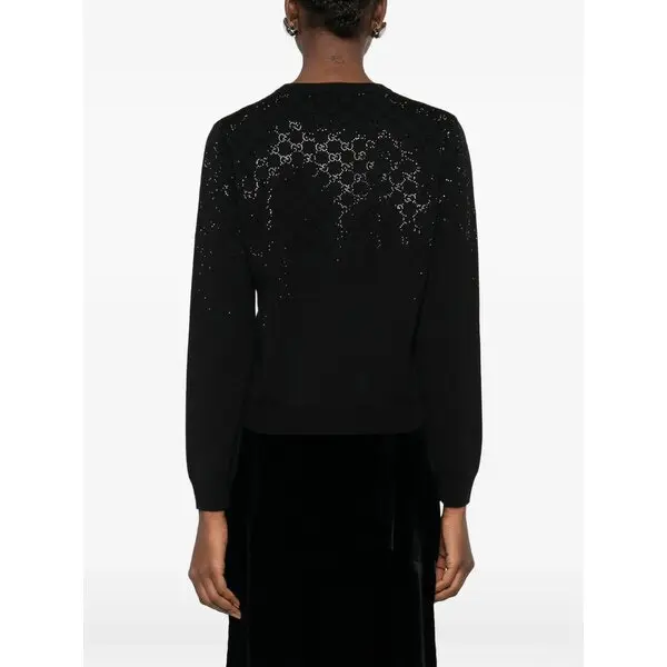 Gucci Embellished Wool Blend Cardigan - Black