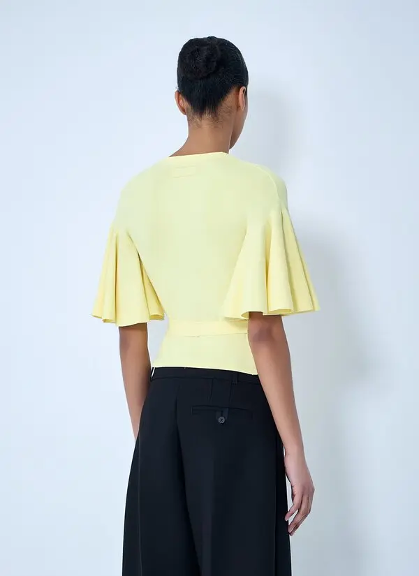 Jacquemus Wrap Knit Top With Flared Sleeves - Yellow