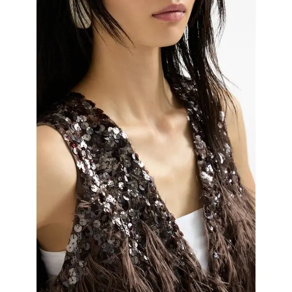 Brunello Cucinelli Sequin Embellished V-neck Sleeveless Vest