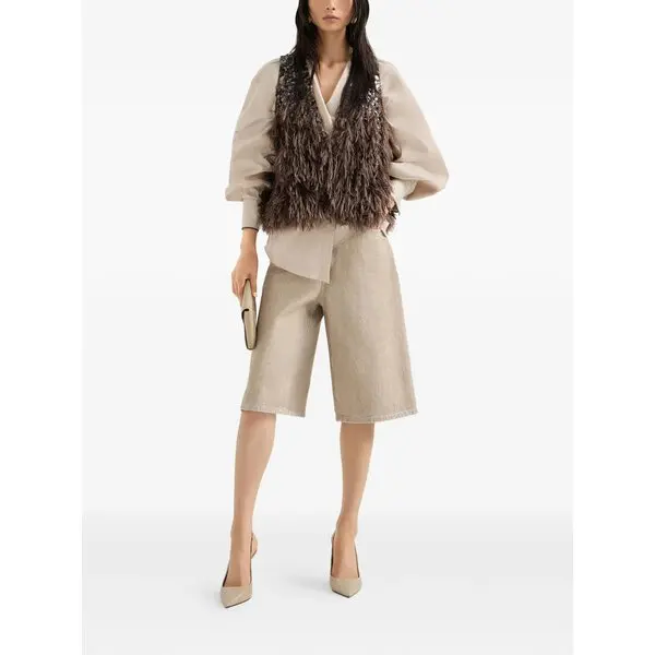 Brunello Cucinelli Sequin Embellished V-neck Sleeveless Vest