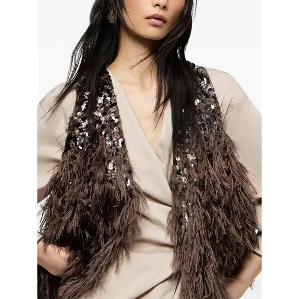 Brunello Cucinelli Sequin Embellished V-neck Sleeveless Vest