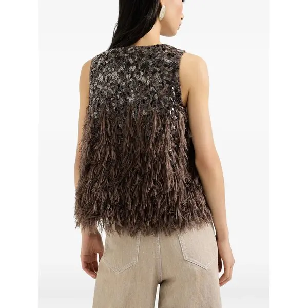 Brunello Cucinelli Sequin Embellished V-neck Sleeveless Vest