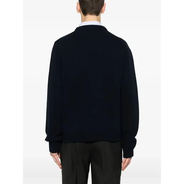 Gucci Navy Wool Logo Crew Neck Sweater