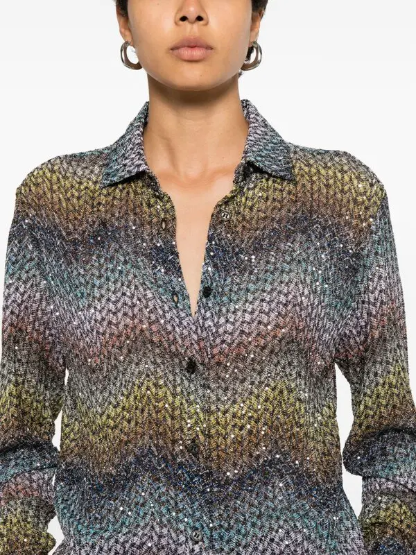 Missoni Zig Zag Sequin Embellished Shirt - Multicolor