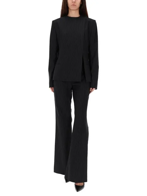 COURREGES Pinstripes Jacket With Buckle Detail
