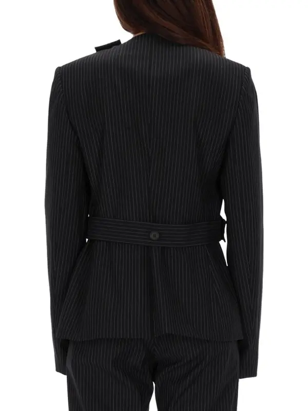 COURREGES Pinstripes Jacket With Buckle Detail