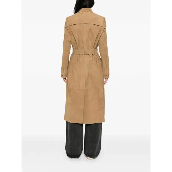GOLDEN GOOSE Leather Trench Coat - Cream