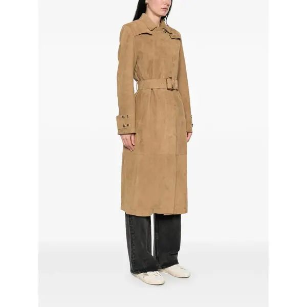 GOLDEN GOOSE Leather Trench Coat - Cream