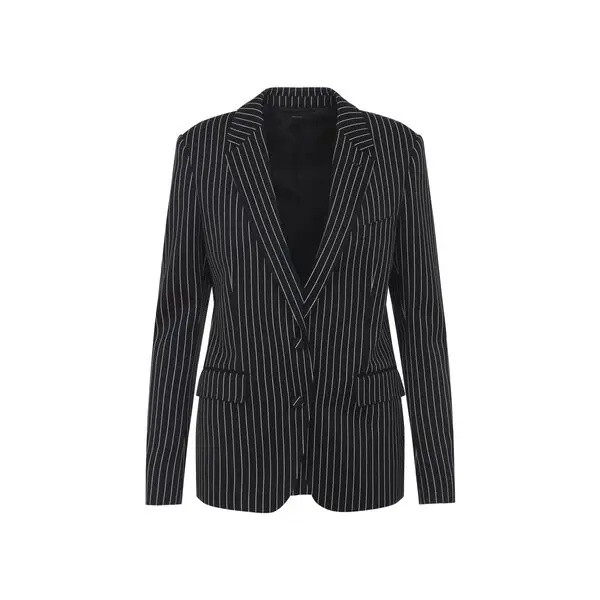 TOM FORD Striped Wool Barathea Jacket - Black