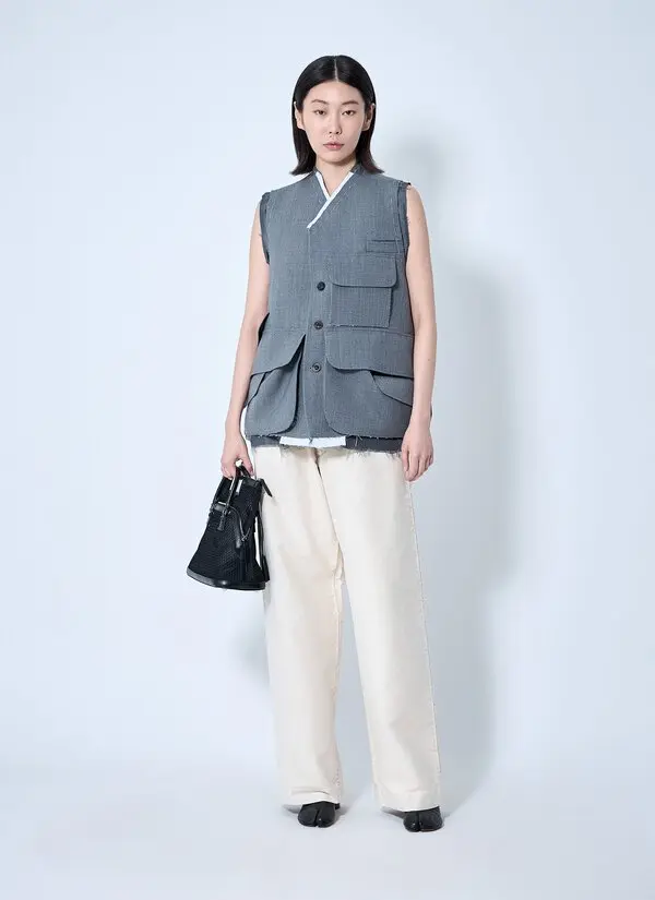 MAISON MARGIELA Distressed Wool Waistcoat With V-neck And Flap Pockets