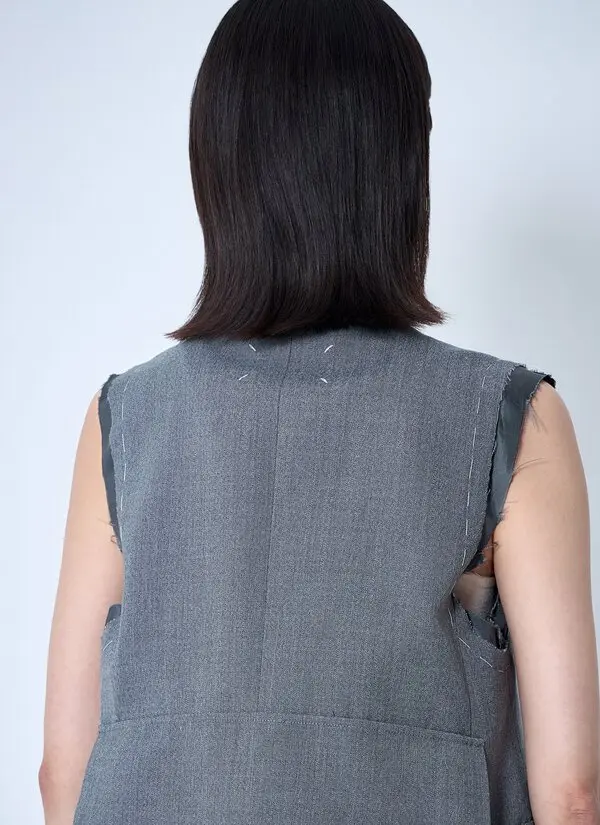 MAISON MARGIELA Distressed Wool Waistcoat With V-neck And Flap Pockets