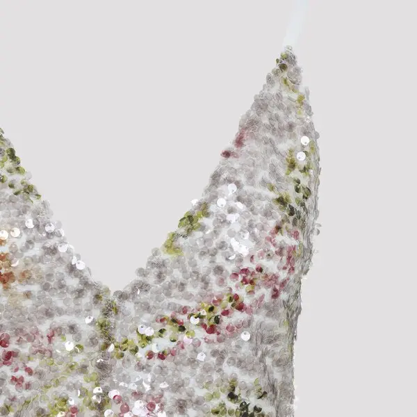 Alberta Ferretti Sequined Floral V-neck Maxi Dress