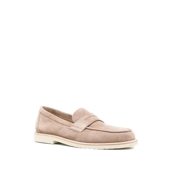 Brunello Cucinelli Beige Suede Loafers - Cream