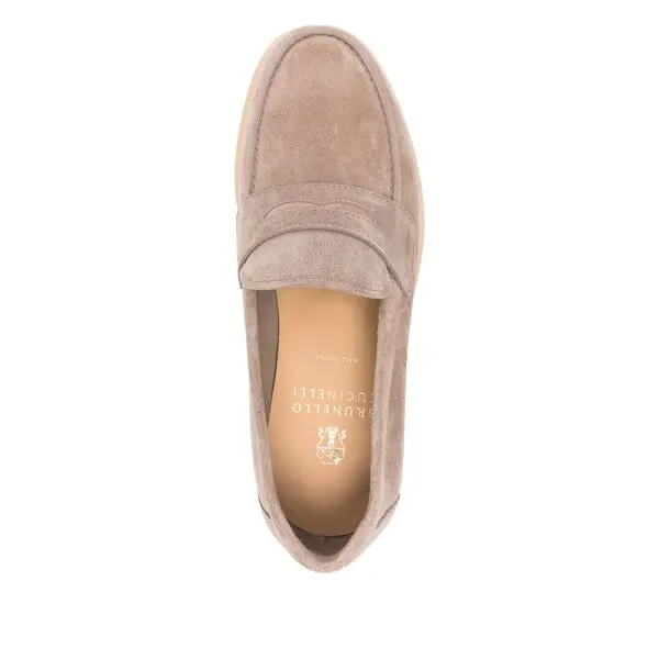 Brunello Cucinelli Beige Suede Loafers - Cream