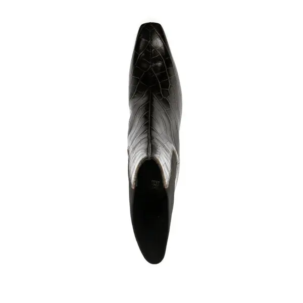 TOTEME Croc Effect Leather Boots - Brown