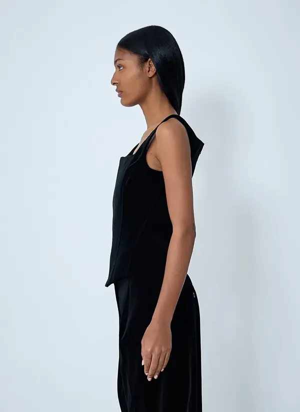Max Mara Strapless Velvet Top With Square Neckline