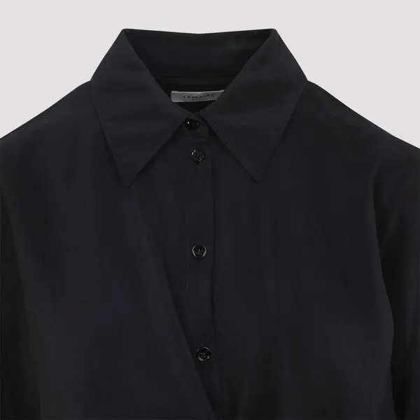 LEMAIRE Twisted Draped Silk Shirt - Black