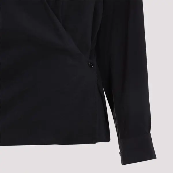 LEMAIRE Twisted Draped Silk Shirt - Black