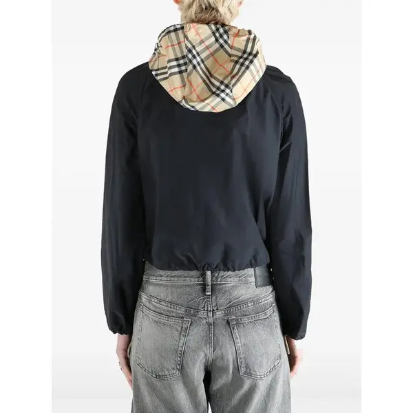 Burberry Cropped Zip-up Jacket With Check Hood