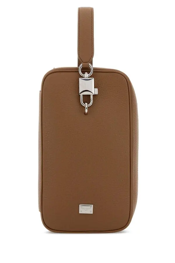 Dolce & Gabbana Camel Leather Lock Handbag - Brown
