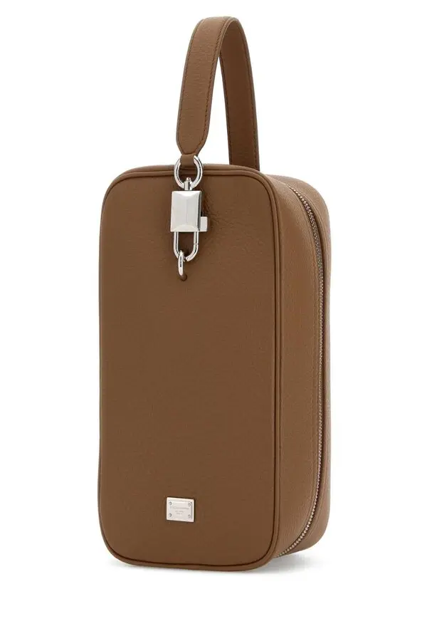 Dolce & Gabbana Camel Leather Lock Handbag - Brown