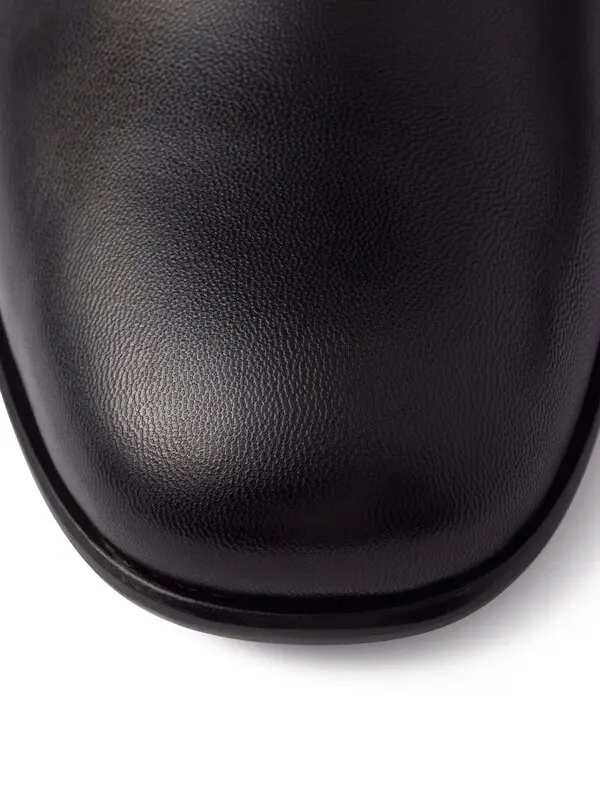 Prada Leather Ankle Boots With Elastic Side And Drawstring - Black
