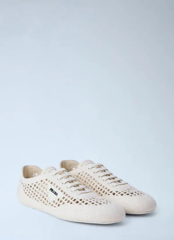 Prada Crochet Lace-up Sneakers - Multicolor