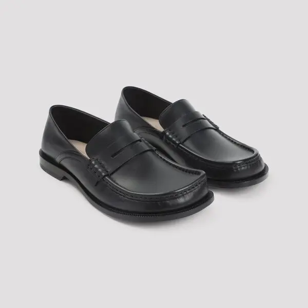 Loewe Campo Flap Back Loafers In Calfskin - Black