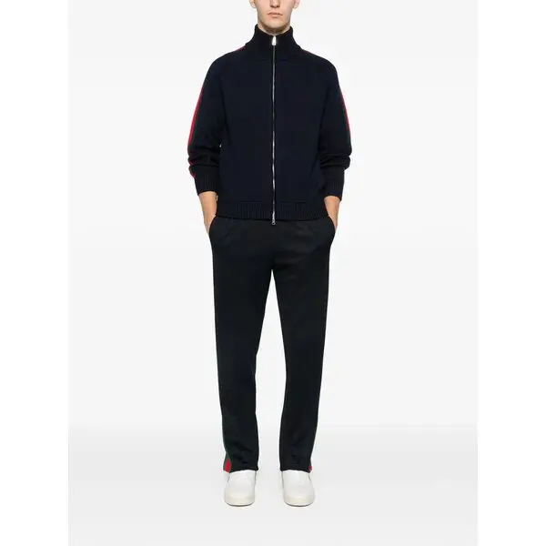 Gucci Zip-up High Neck Cardigan With Striped Sleeves