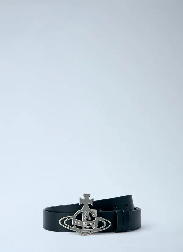 VIVIENNE WESTWOOD Orb Buckle Leather Belt - Black
