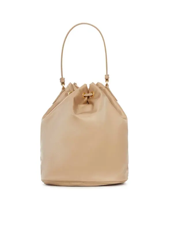 Prada Re-nylon Bucket Bag With Leather Details - Brown