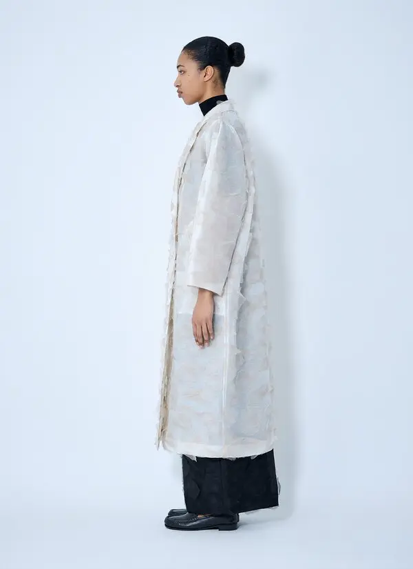 Max Mara Double-breasted Long Silk Coat - Cream
