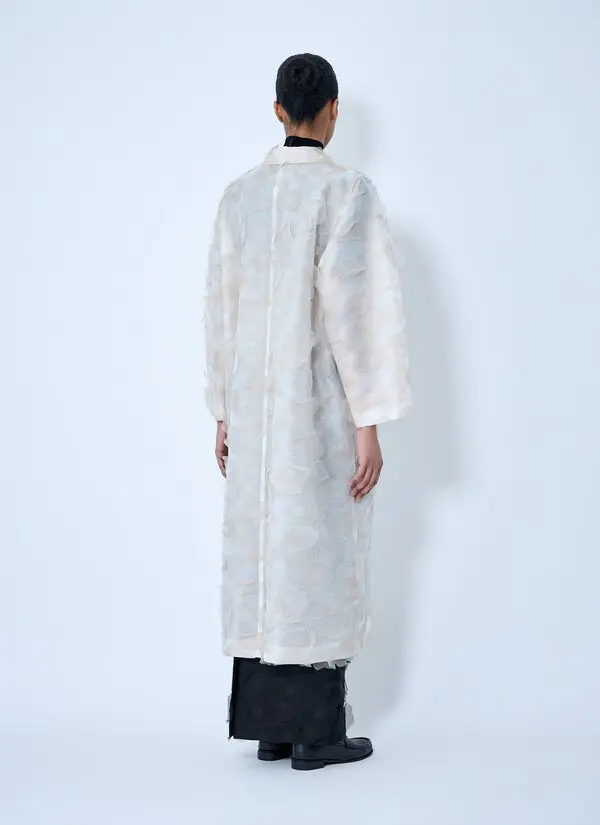 Max Mara Double-breasted Long Silk Coat - Cream