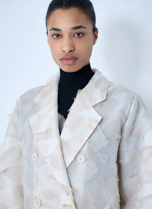 Max Mara Double-breasted Long Silk Coat - Cream