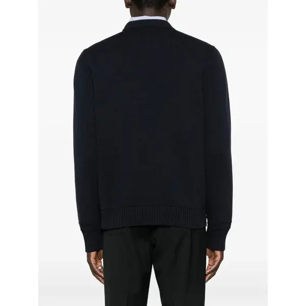 Gucci Dark Tonal Logo Ribbed Knit Crew Neck Long Sleeve Sweater