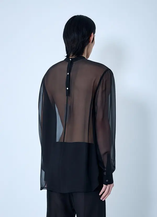 Rick Owens Sheer Panel Silk Shirt