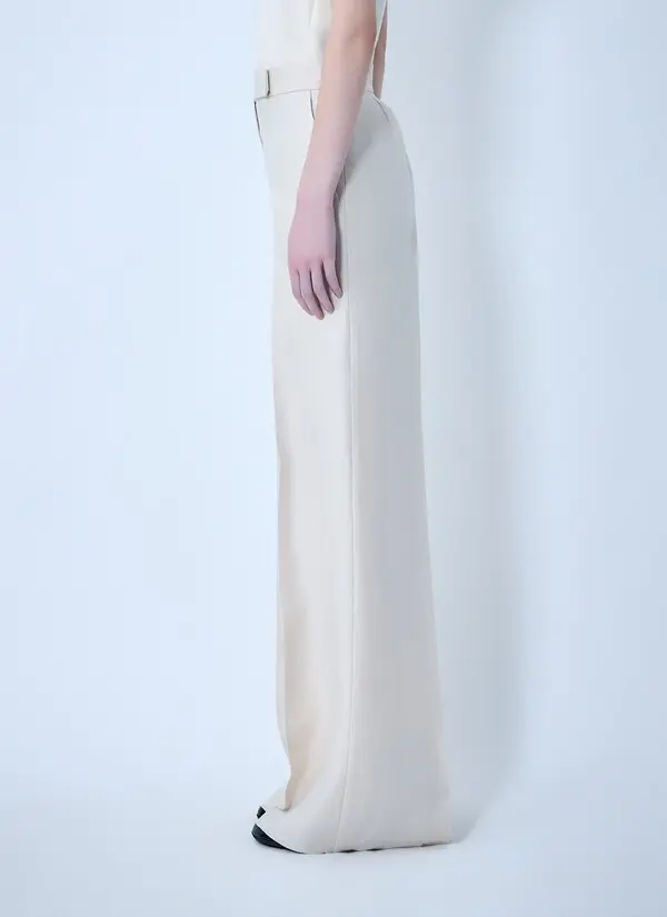 Max Mara Badesse Tailored Linen Wide-leg Pants - Cream