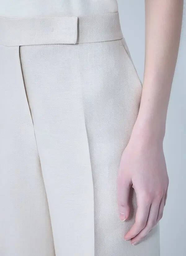 Max Mara Badesse Tailored Linen Wide-leg Pants - Cream