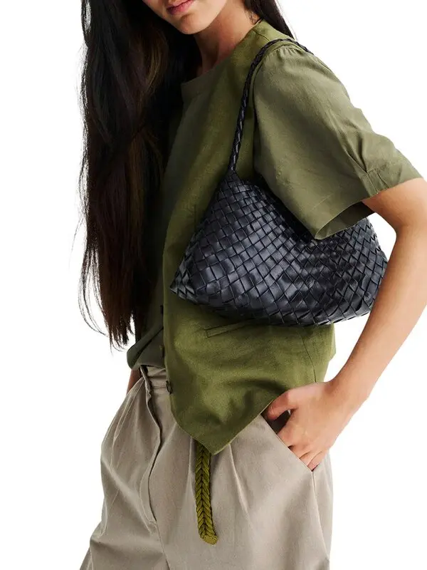 Dragon Diffusion Rosanna Mini Bag In Woven Leather - Black
