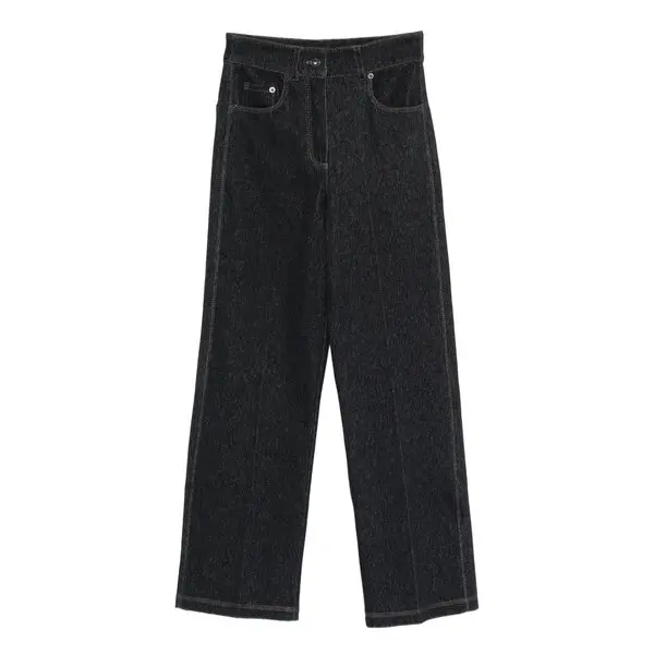 Max Mara High-waisted Wide-leg Trousers With Contrast Stitching