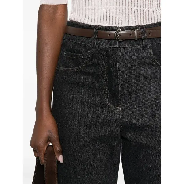 Max Mara High-waisted Wide-leg Trousers With Contrast Stitching