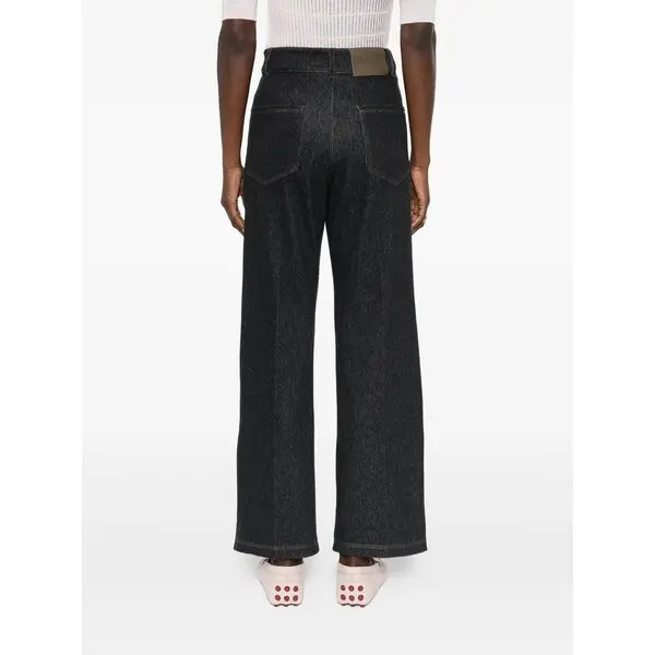 Max Mara High-waisted Wide-leg Trousers With Contrast Stitching