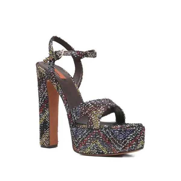 Missoni Platform Stiletto Sandals With Ankle Strap - Black