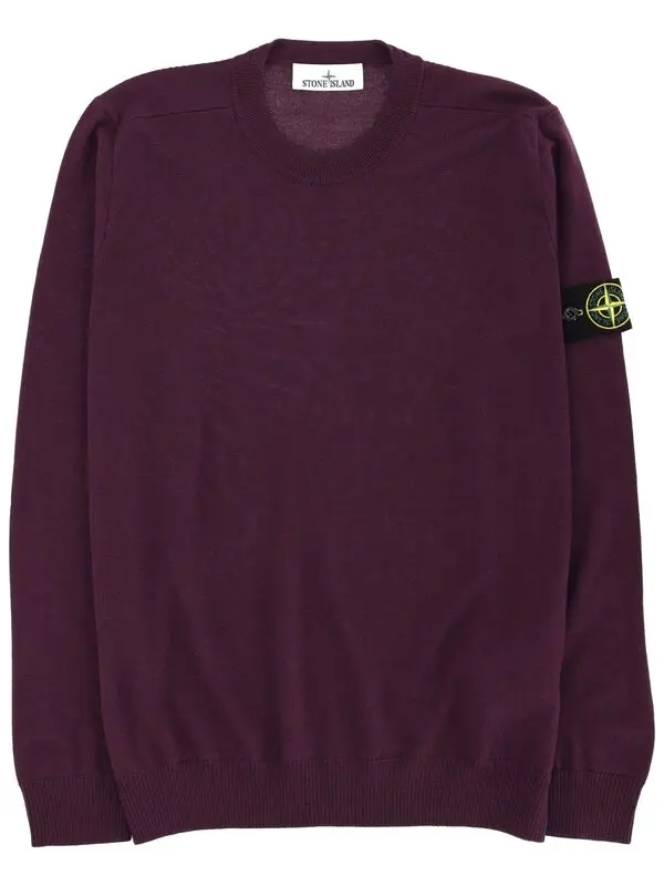 Stone Island Crew Neck Jersey With Logo Patch - Multicolor