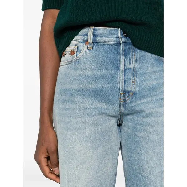 Gucci Denim Flared Jeans With Horsebit Detail - Blue